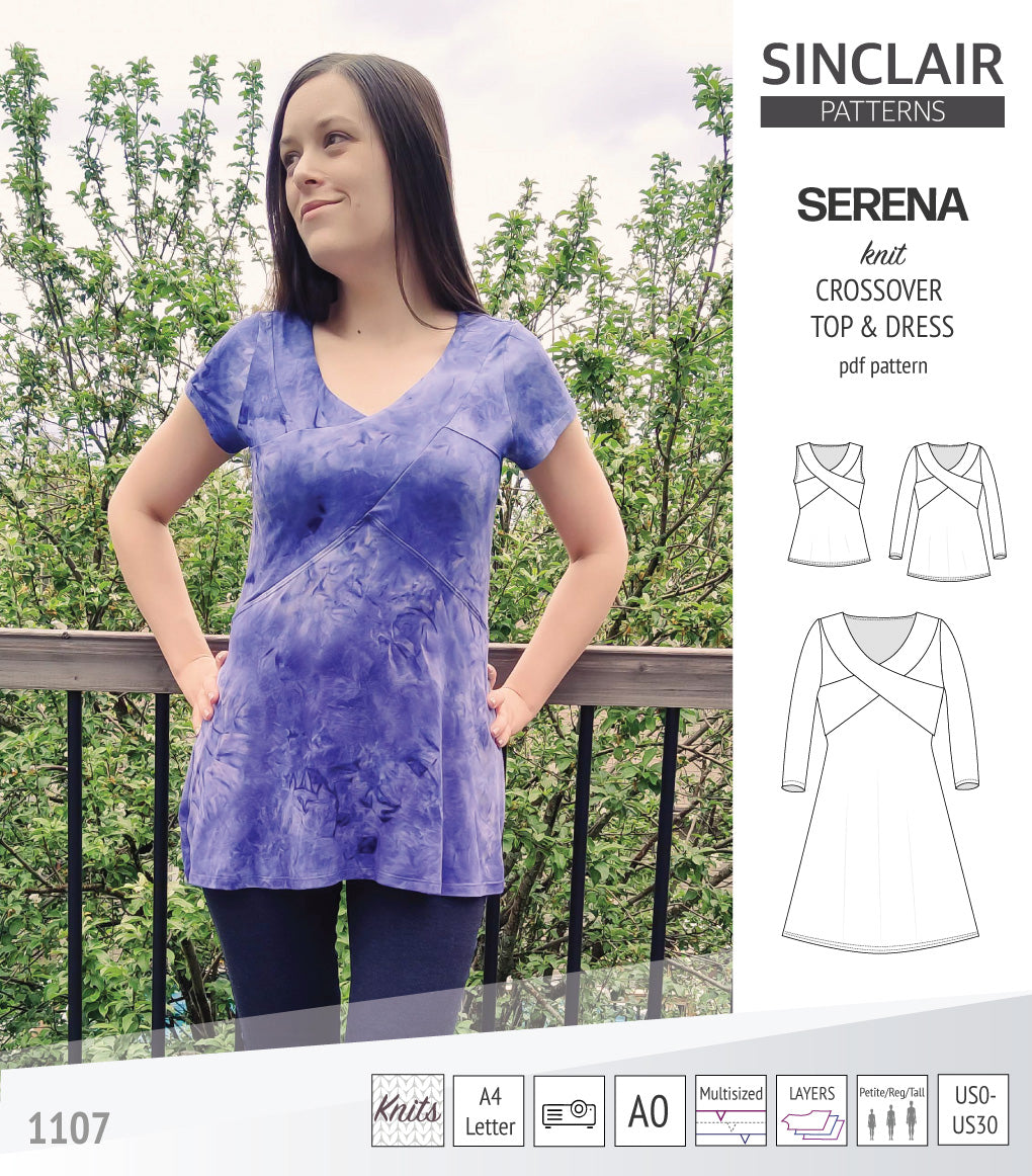 Serena crossover knit top and dress (PDF) – Sinclair Patterns