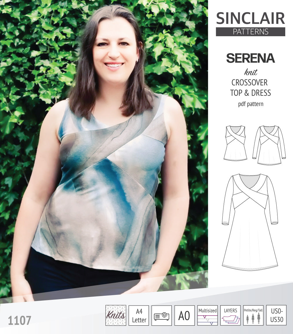 Serena crossover knit top and dress (PDF) – Sinclair Patterns