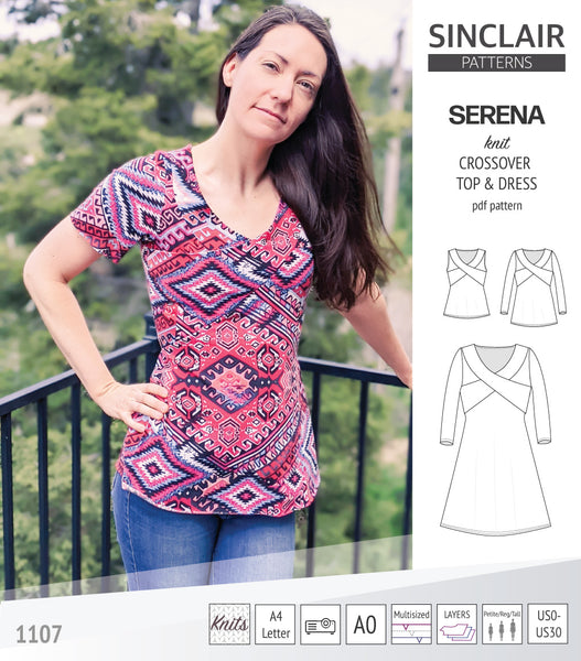 Serena crossover knit top and dress (PDF) - Sinclair Patterns
