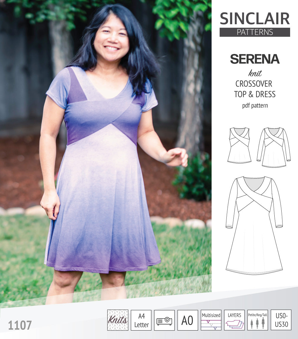Serena crossover knit top and dress (PDF) – Sinclair Patterns