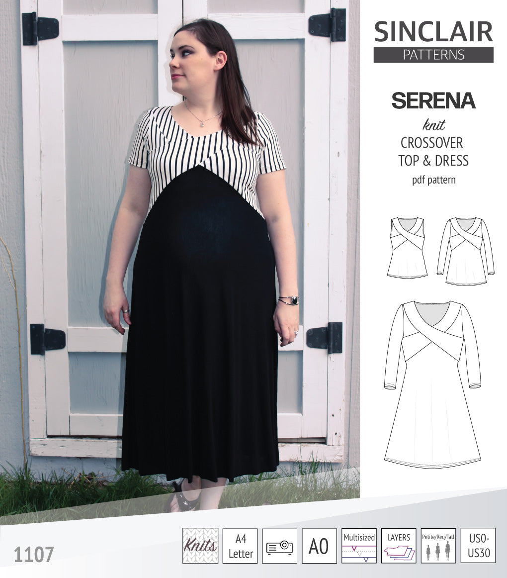 Serena crossover knit top and dress (PDF) – Sinclair Patterns