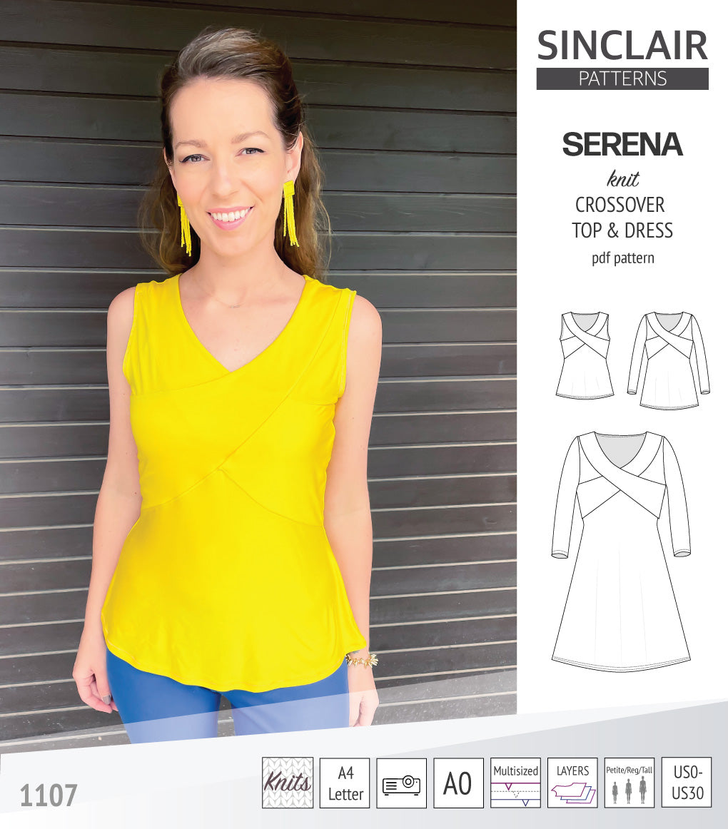 Serena crossover knit top and dress (PDF) – Sinclair Patterns