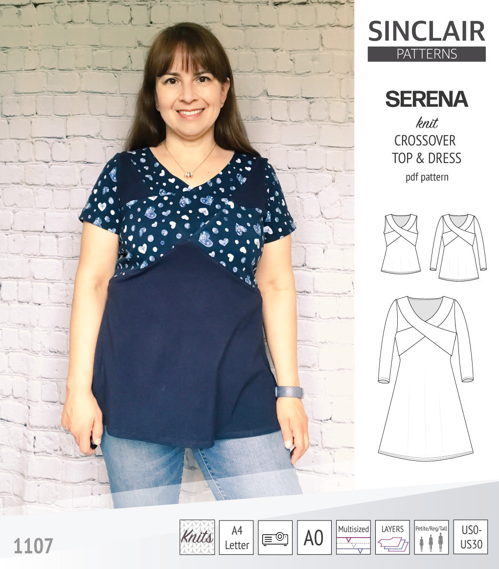 Serena crossover knit top and dress (PDF) – Sinclair Patterns
