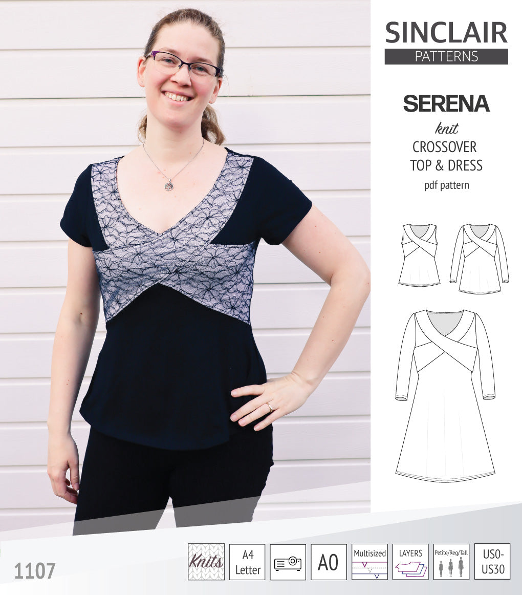 Serena crossover knit top and dress (PDF) – Sinclair Patterns