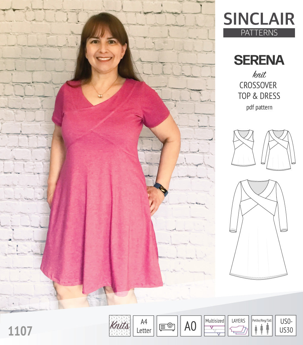 Serena crossover knit top and dress (PDF) – Sinclair Patterns