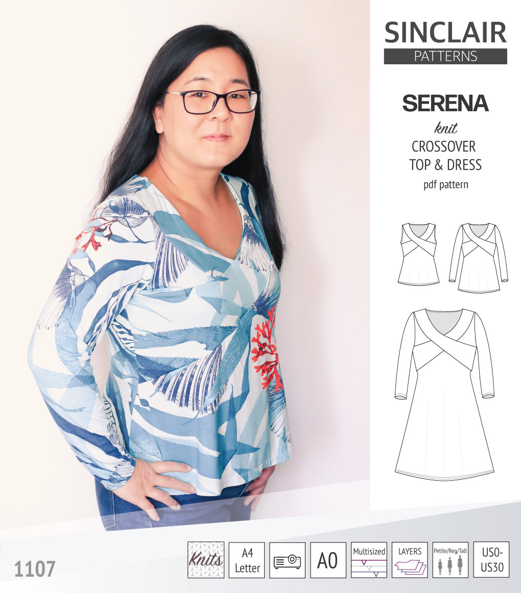 Serena crossover knit top and dress (PDF) – Sinclair Patterns