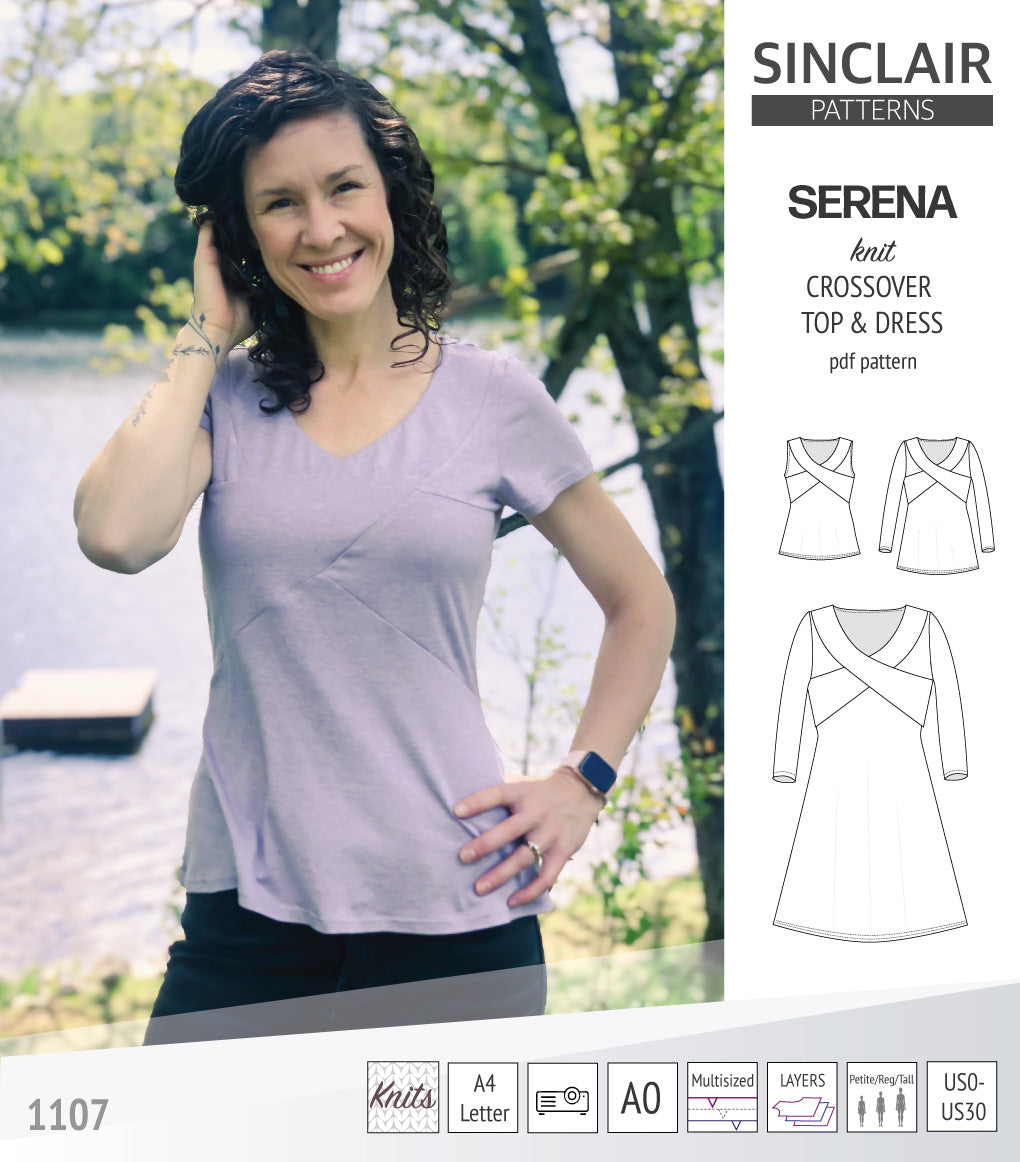 Serena crossover knit top and dress (PDF) – Sinclair Patterns