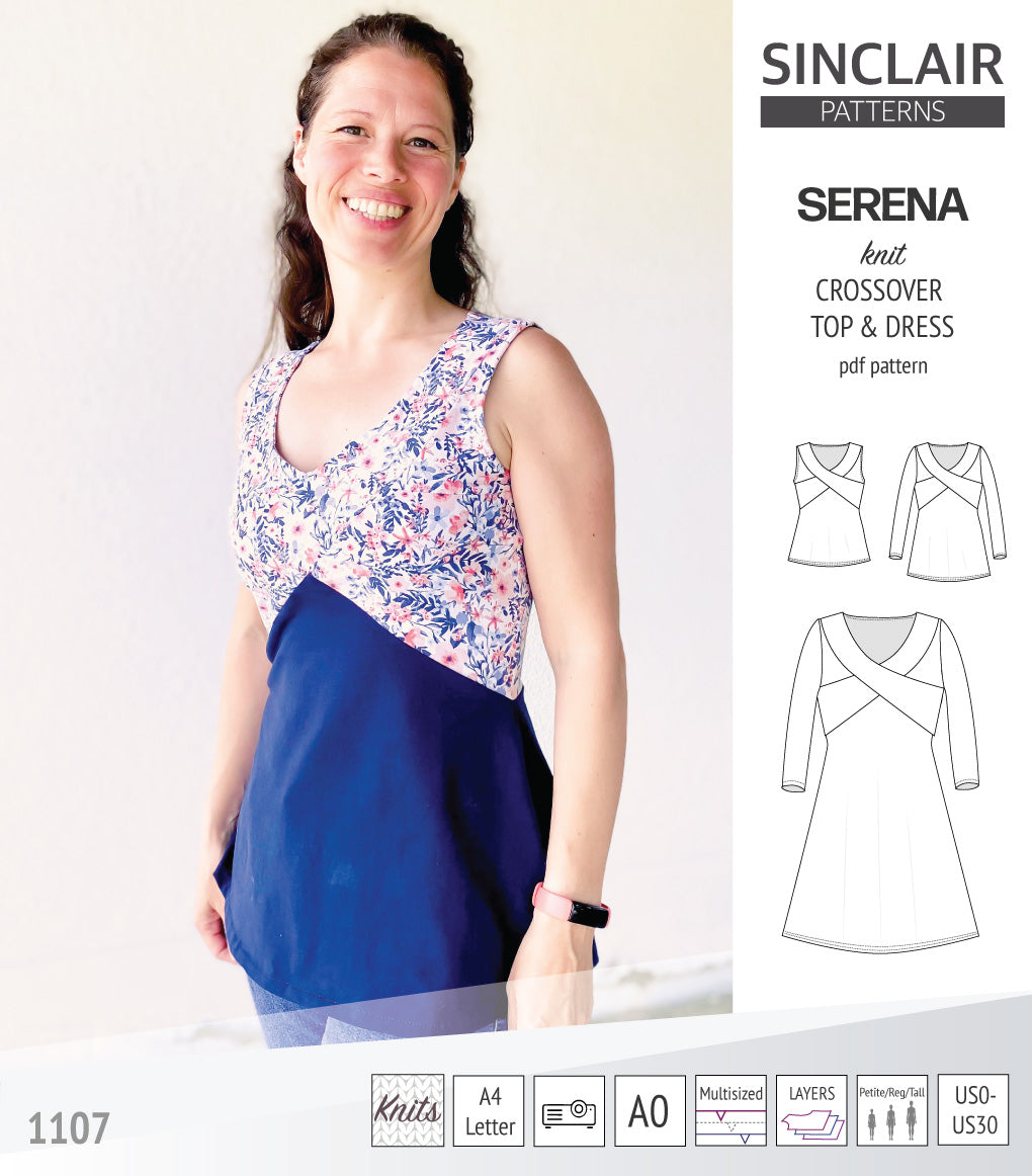 Serena crossover knit top and dress (PDF) – Sinclair Patterns