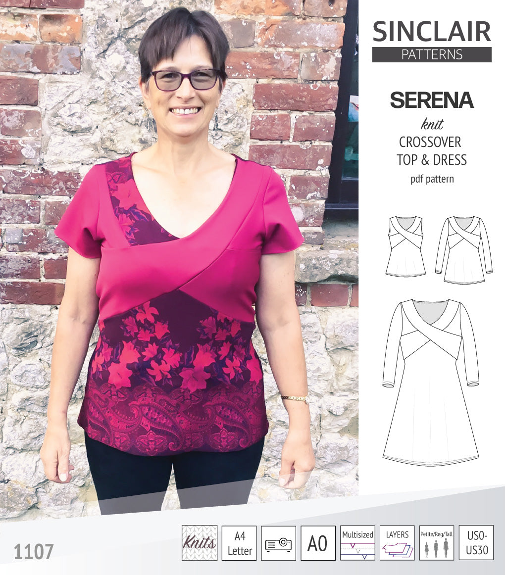 Serena crossover knit top and dress (PDF) – Sinclair Patterns