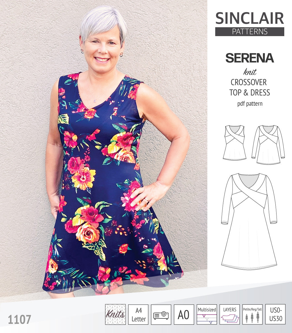Serena crossover knit top and dress (PDF) – Sinclair Patterns