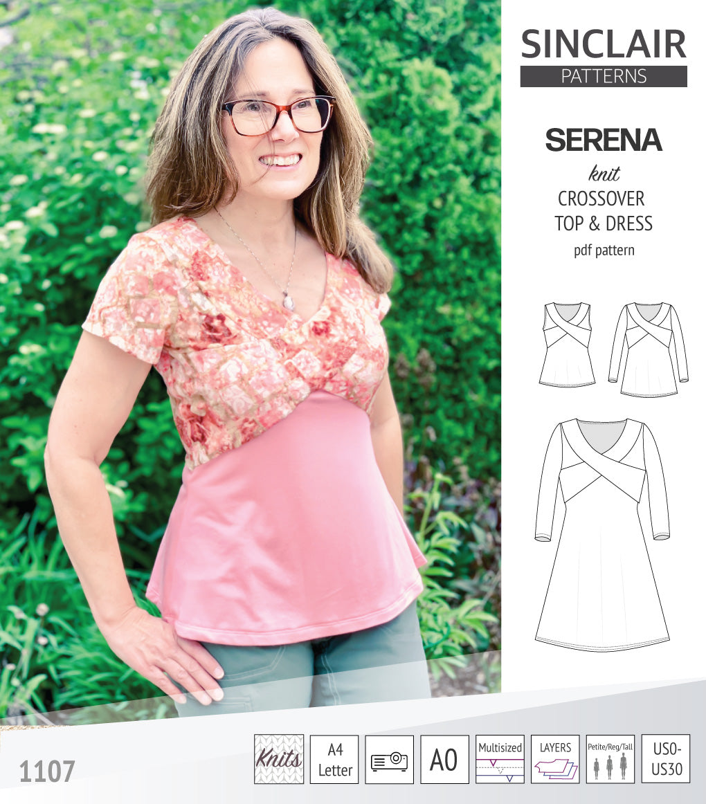 Serena crossover knit top and dress (PDF) – Sinclair Patterns
