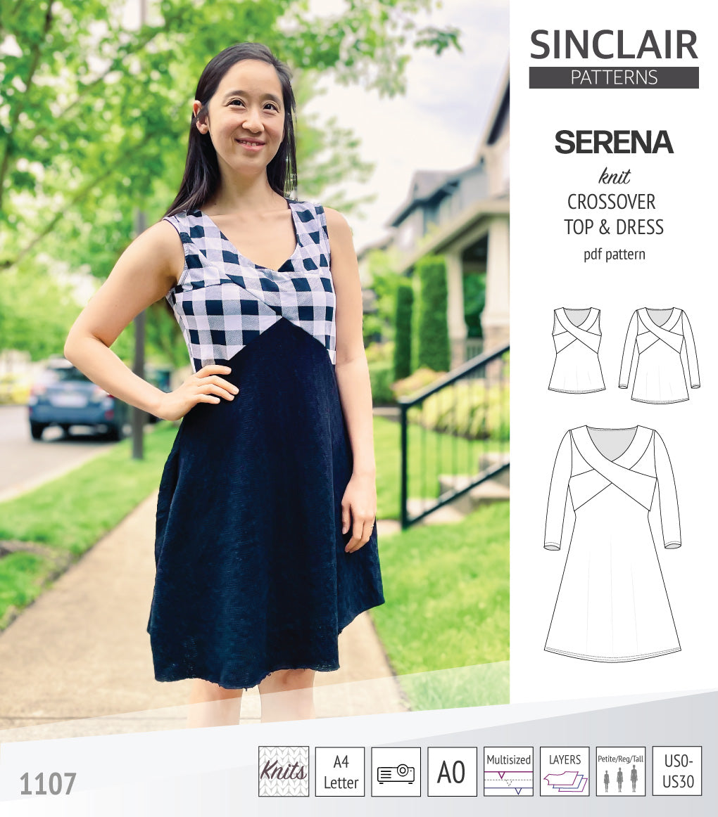 Serena crossover knit top and dress (PDF) – Sinclair Patterns