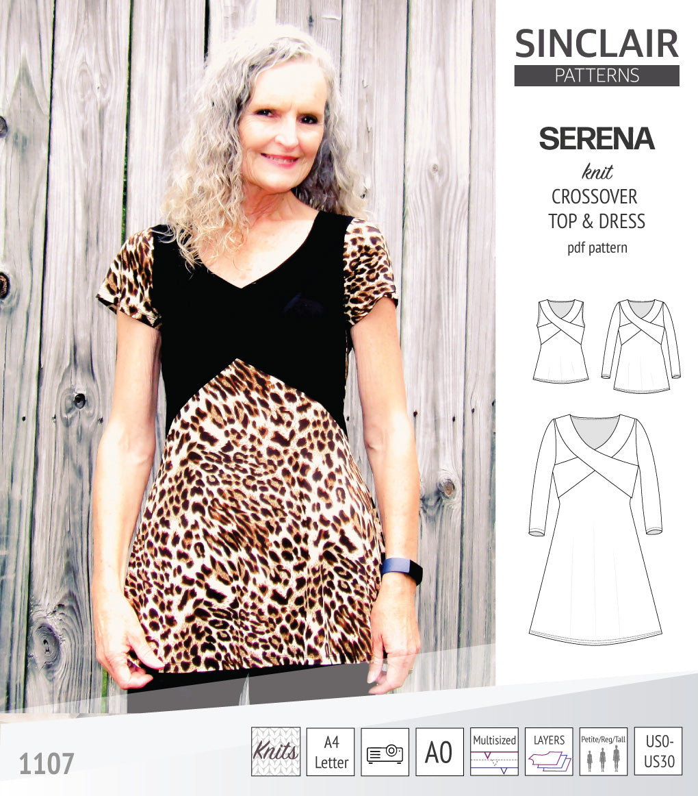 Serena crossover knit top and dress (PDF) – Sinclair Patterns