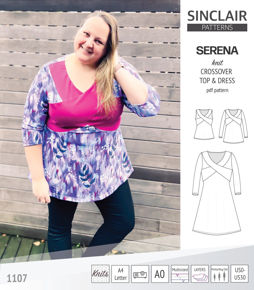 Serena crossover knit top and dress (PDF) – Sinclair Patterns