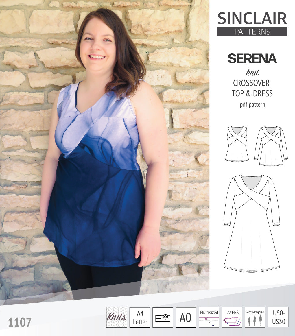 Serena crossover knit top and dress (PDF) – Sinclair Patterns