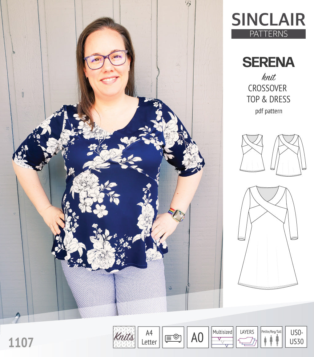 Serena crossover knit top and dress (PDF) – Sinclair Patterns