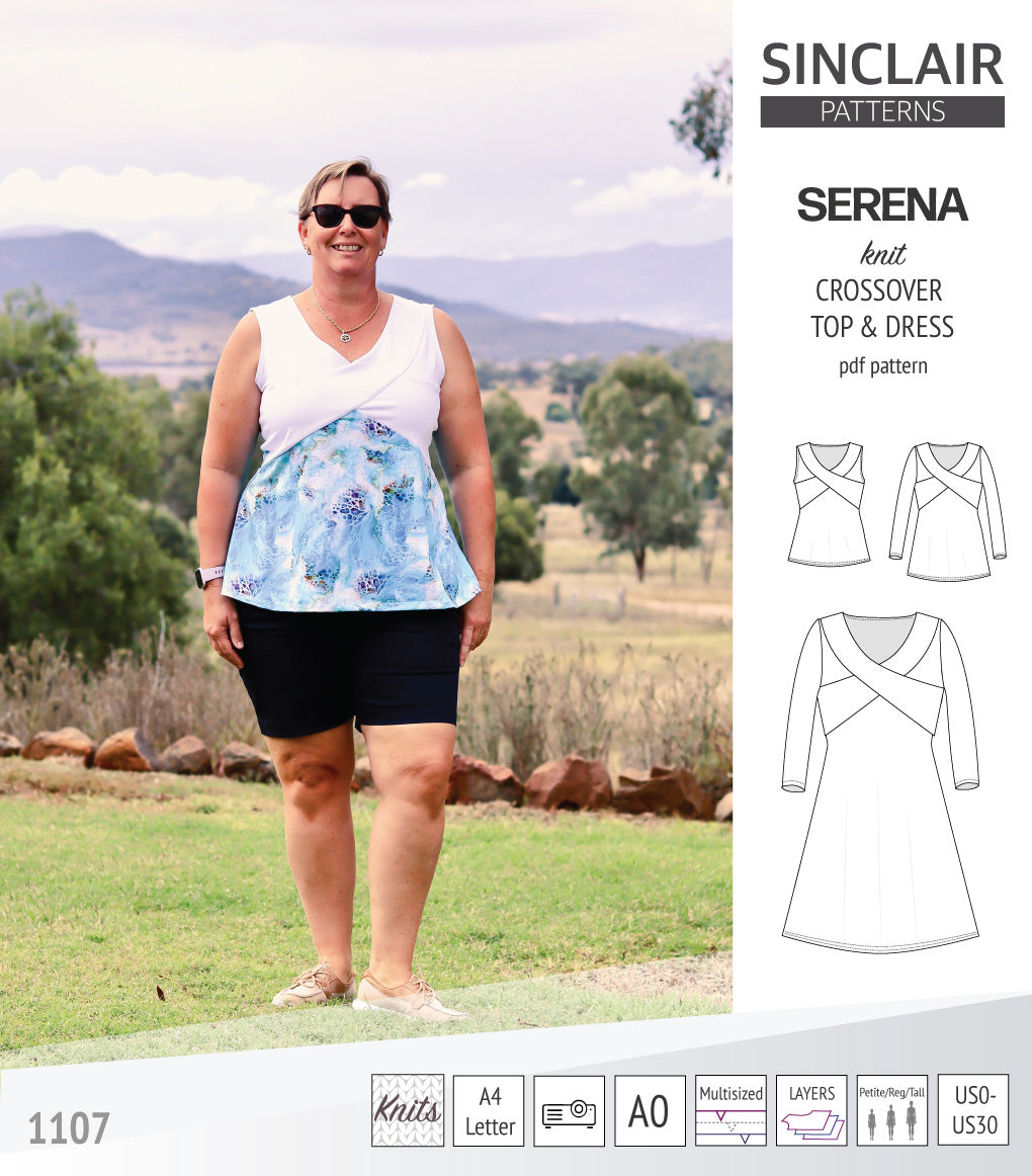 Serena crossover knit top and dress (PDF) – Sinclair Patterns