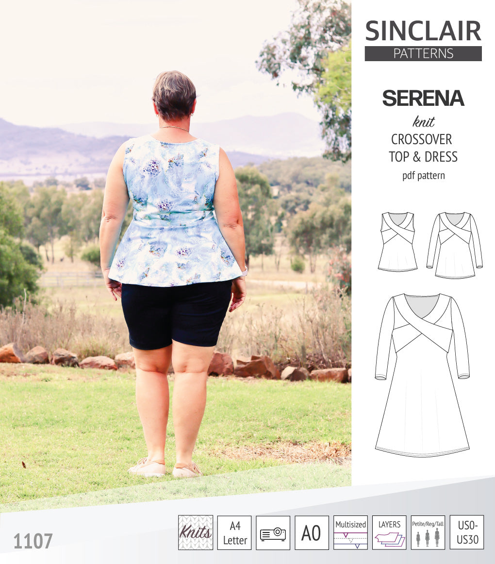 Serena crossover knit top and dress (PDF) – Sinclair Patterns