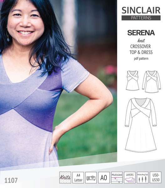Serena crossover knit top and dress (PDF) - Sinclair Patterns
