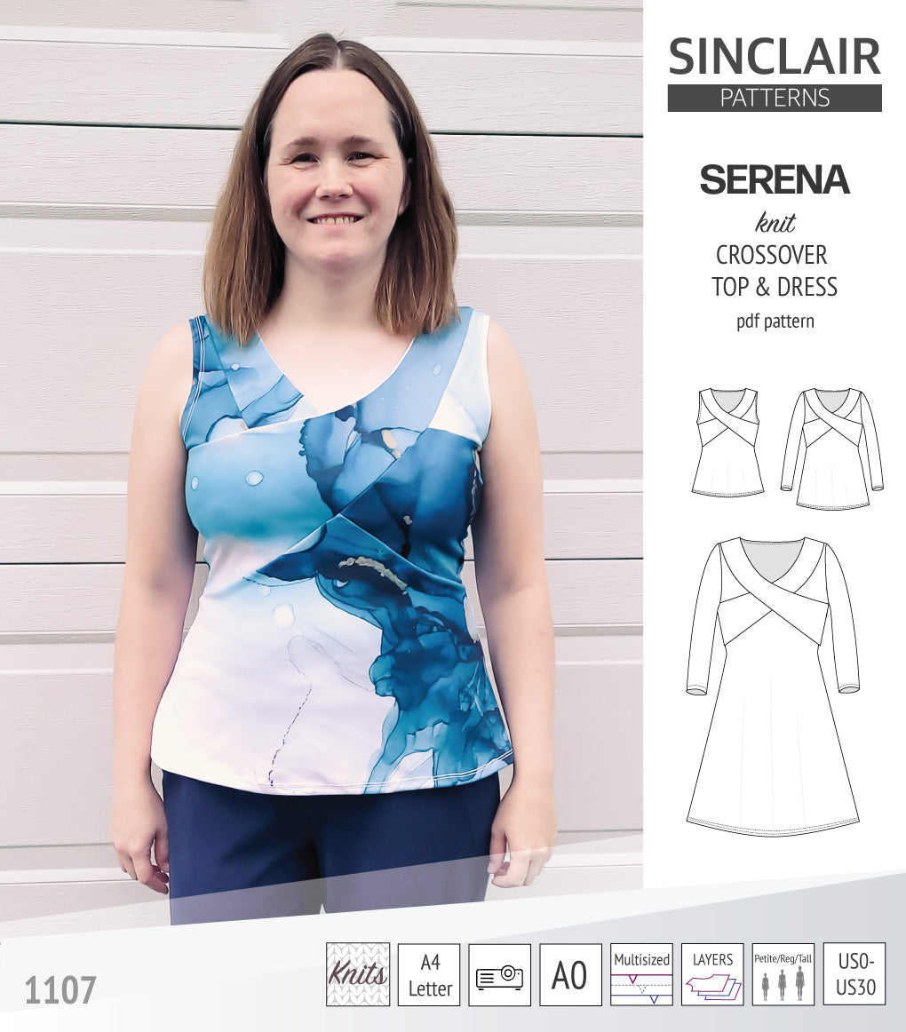 Serena crossover knit top and dress (PDF) – Sinclair Patterns