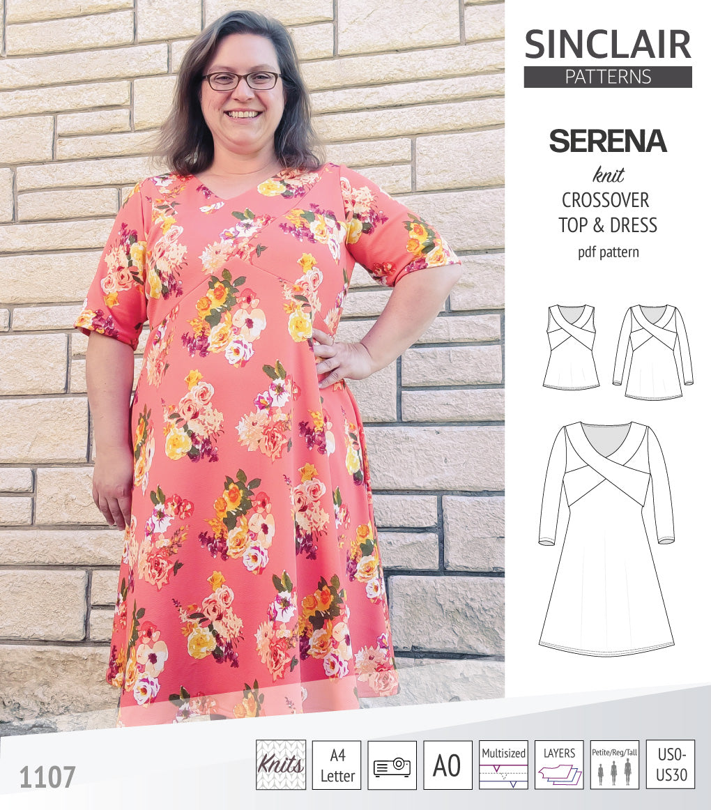 Serena crossover knit top and dress (PDF) – Sinclair Patterns