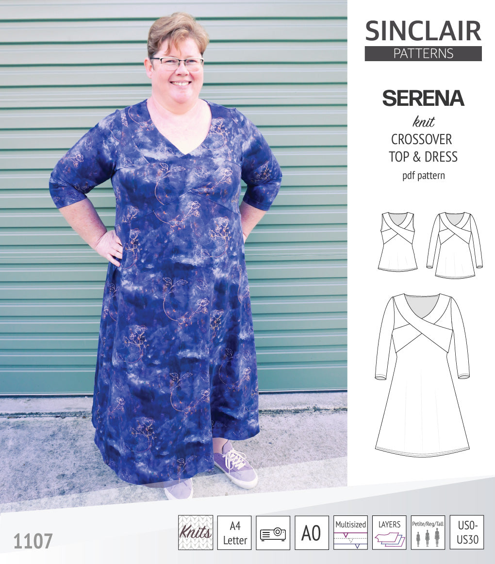 Serena crossover knit top and dress (PDF) – Sinclair Patterns