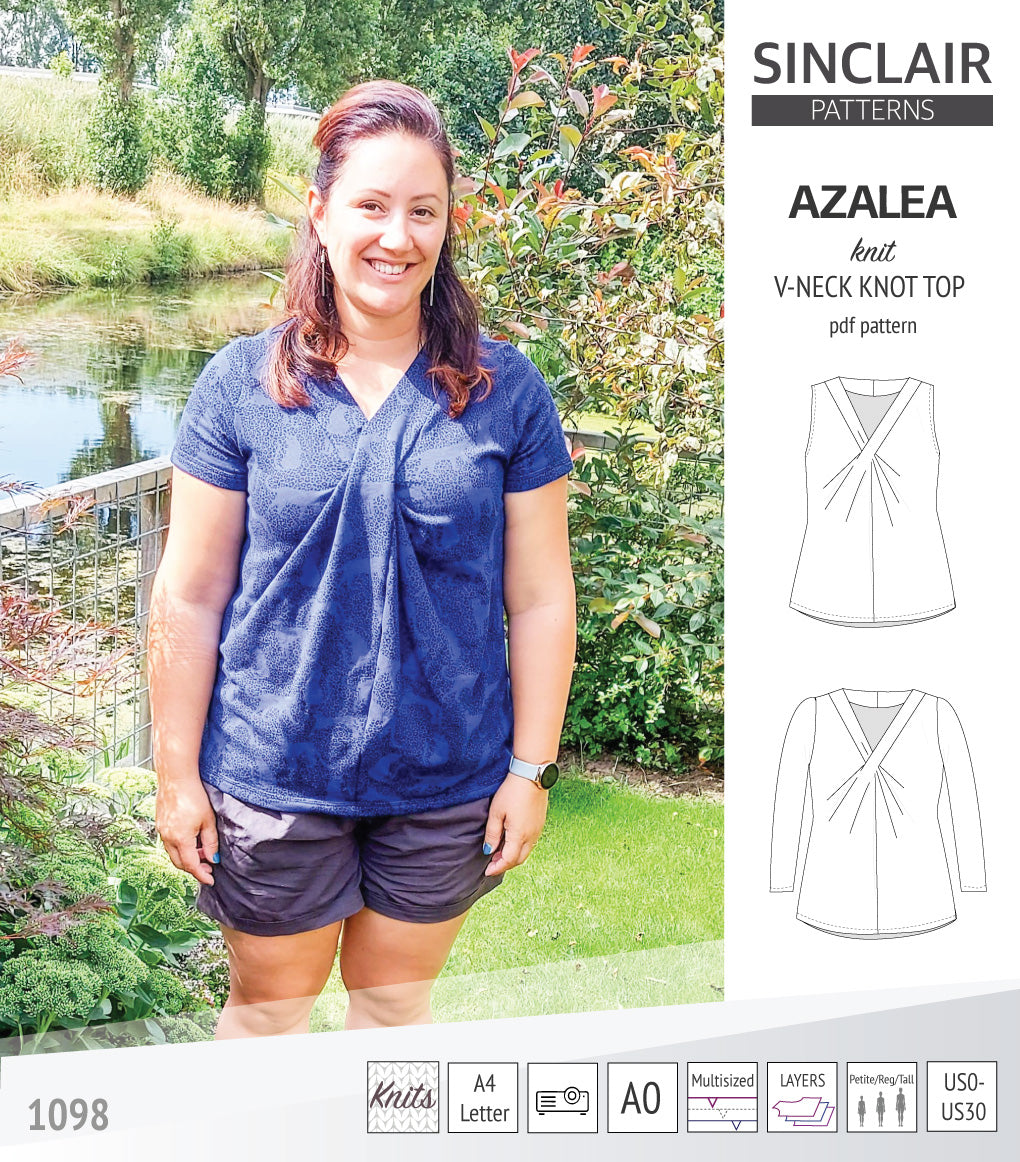 Azalea v-neck knot top for knit fabrics pdf sewing pattern – Sinclair ...