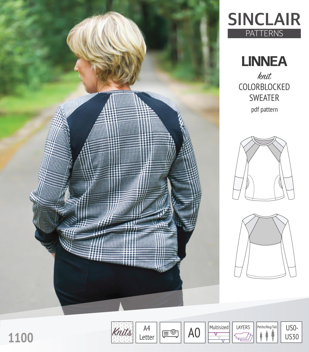 Linnea colorblocked sweater with pockets pdf sewing pattern – Sinclair ...