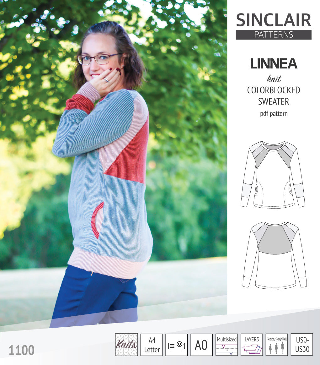Linnea colorblocked sweater with pockets pdf sewing pattern – Sinclair ...