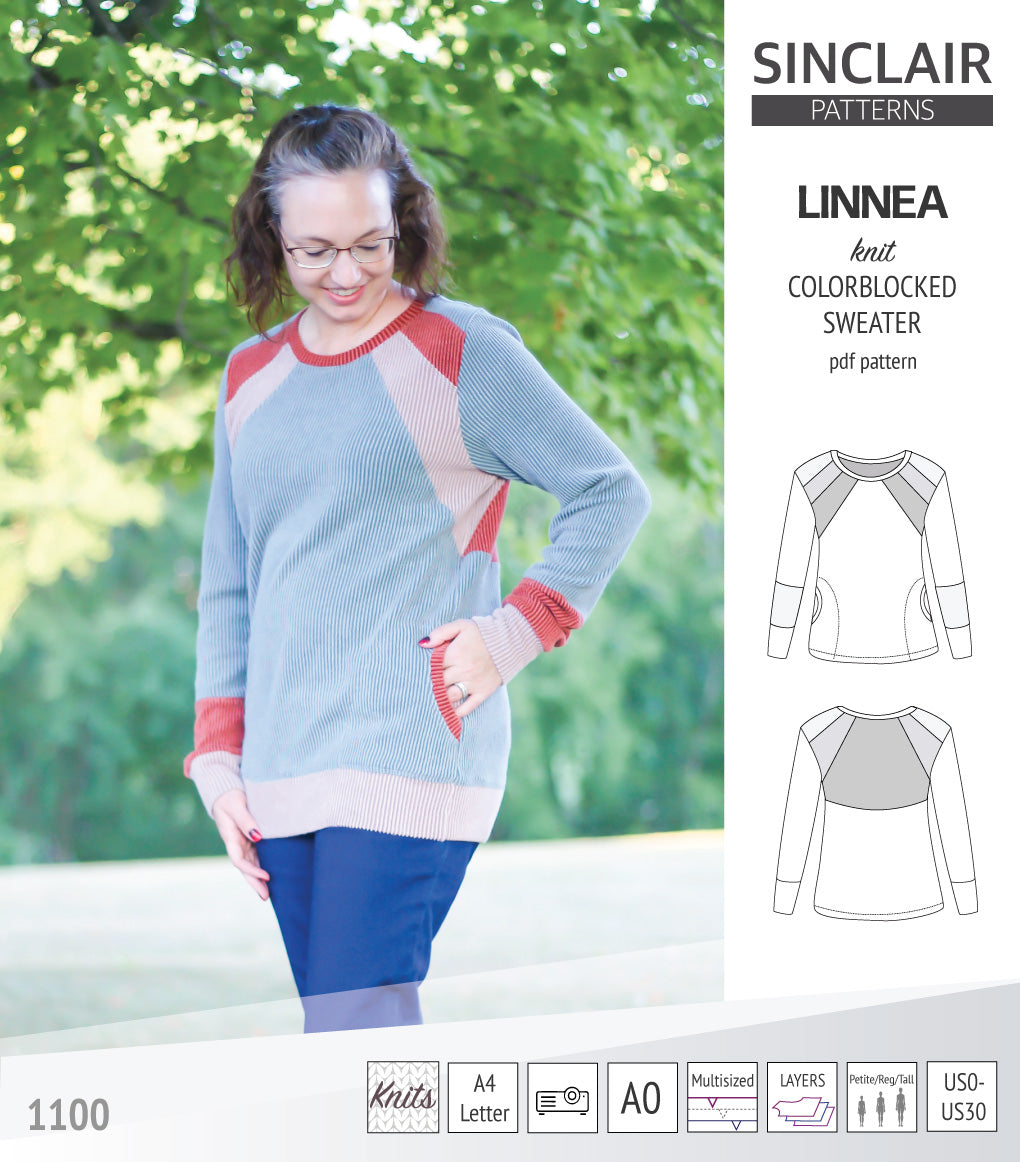 Linnea colorblocked sweater with pockets pdf sewing pattern – Sinclair ...
