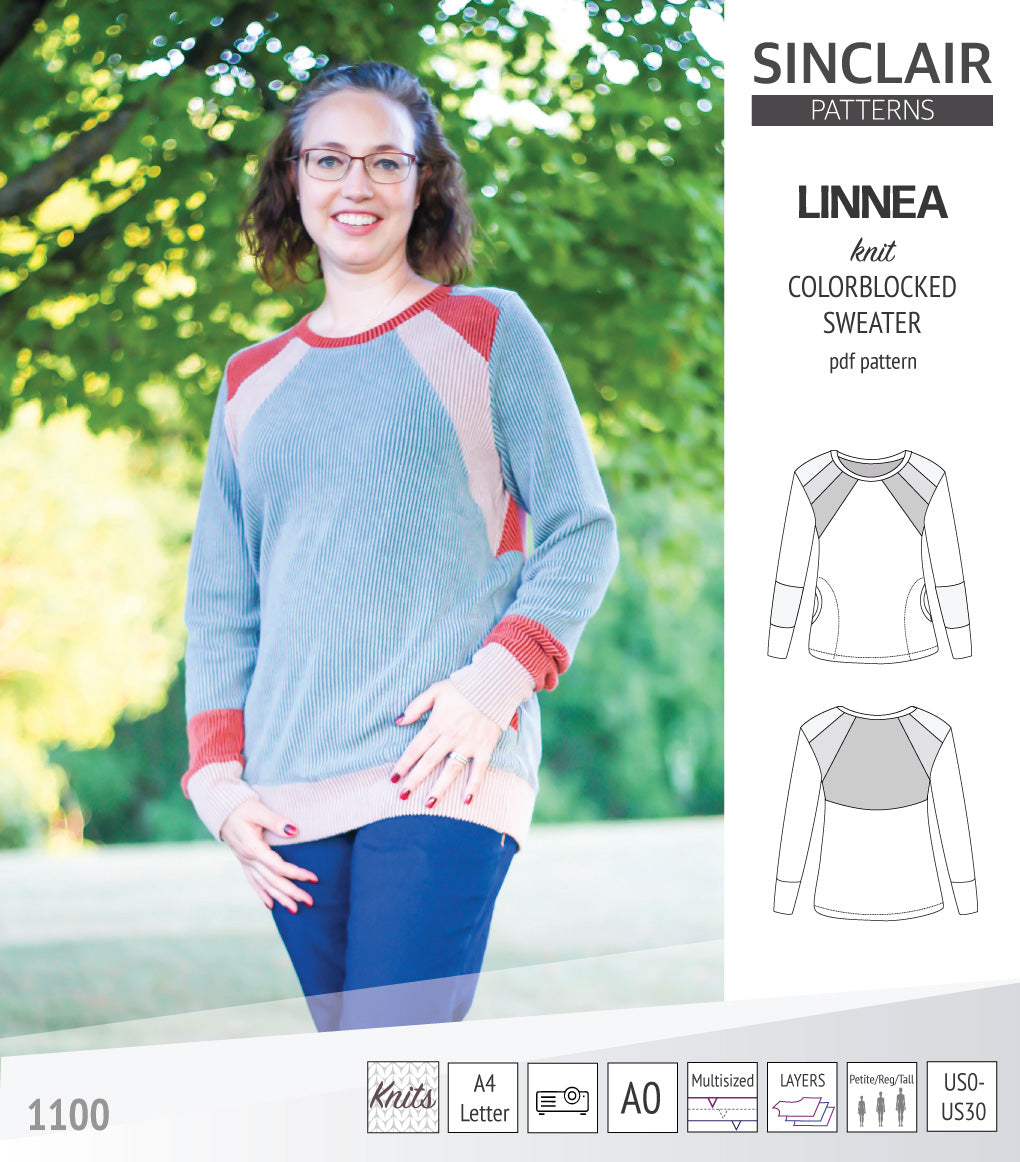 Linnea colorblocked sweater with pockets pdf sewing pattern – Sinclair ...