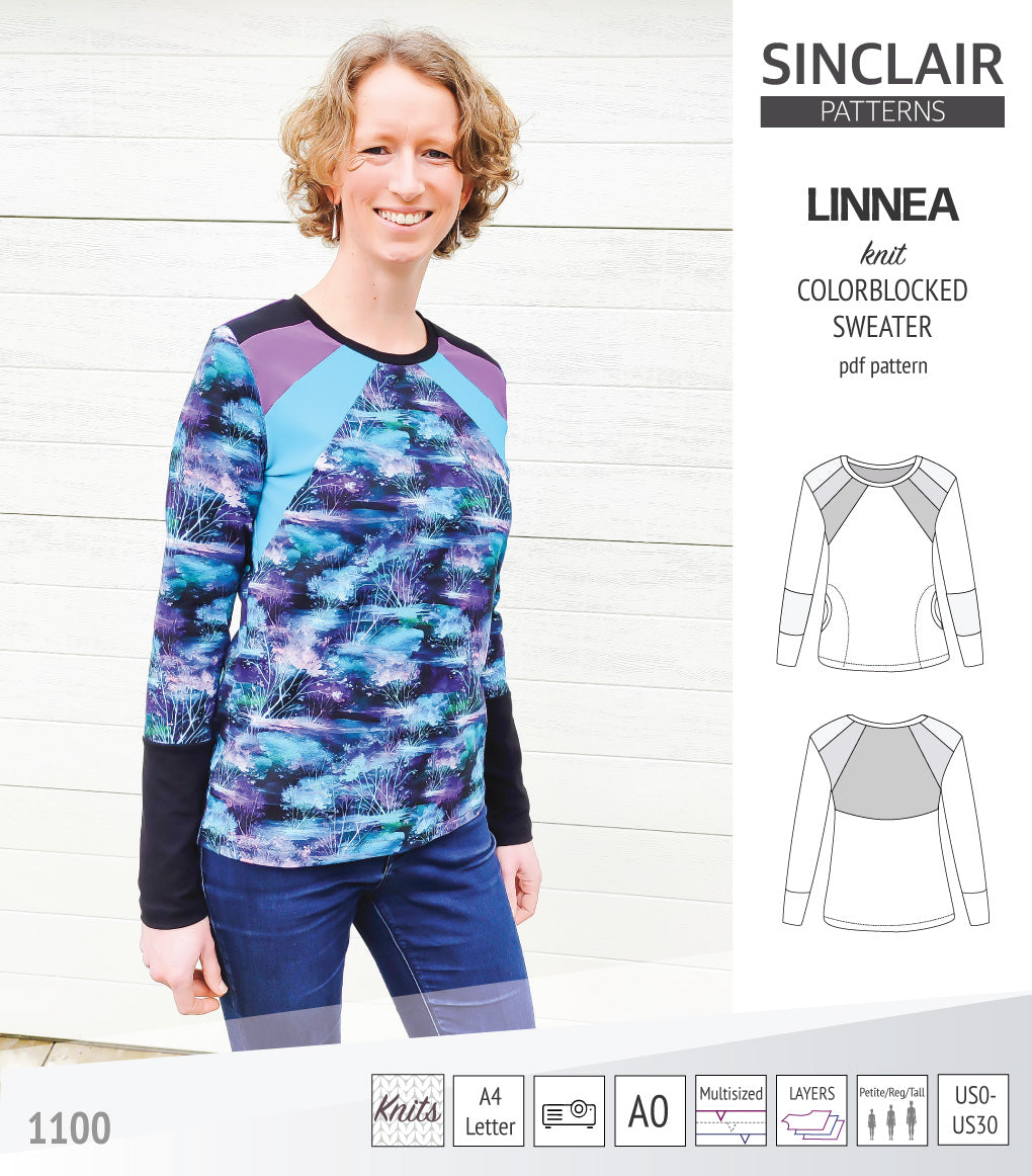 Linnea colorblocked sweater with pockets pdf sewing pattern – Sinclair ...