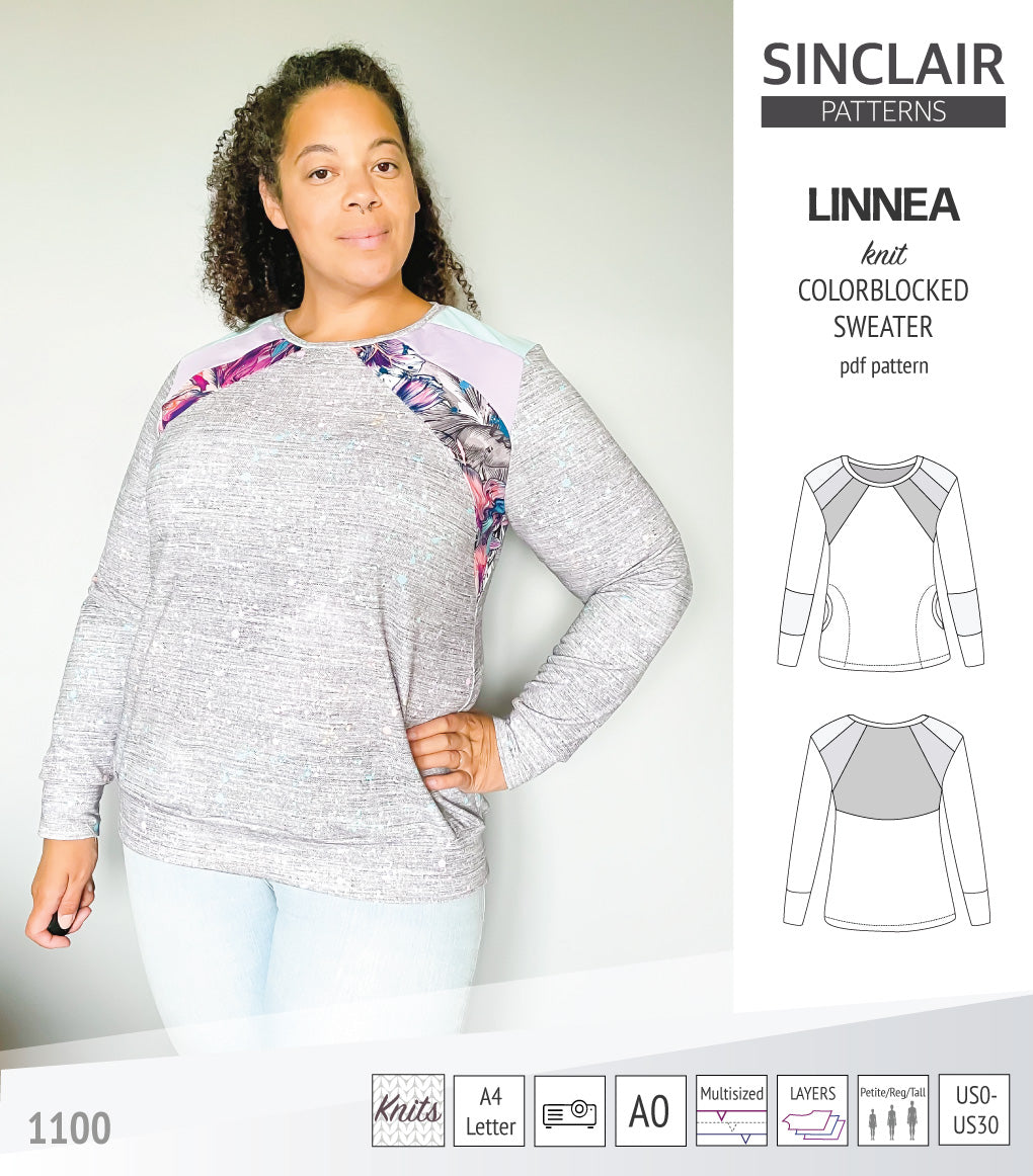 Linnea colorblocked sweater with pockets pdf sewing pattern – Sinclair ...