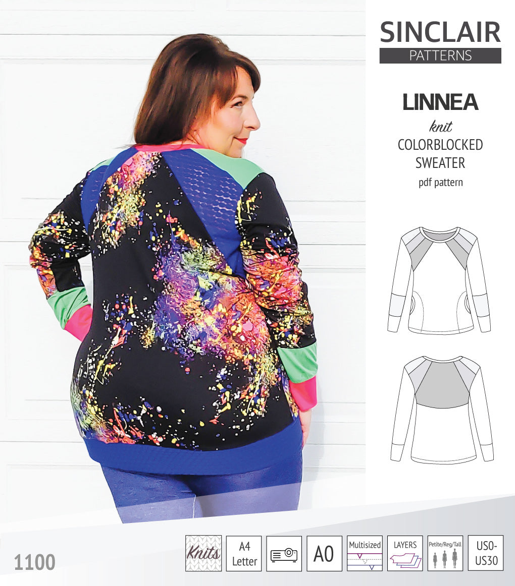 Linnea colorblocked sweater with pockets pdf sewing pattern – Sinclair ...