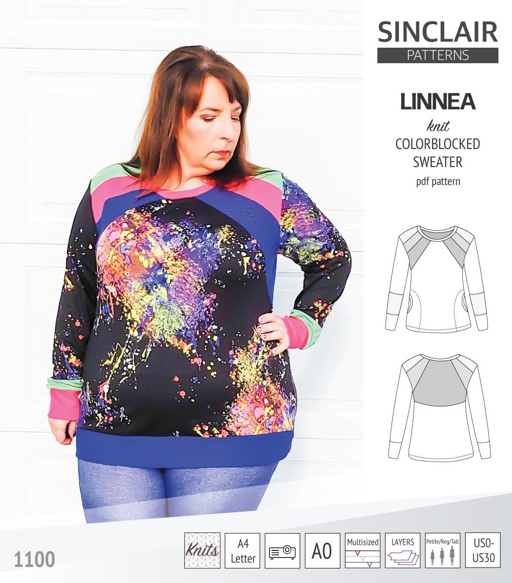 Linnea colorblocked sweater with pockets pdf sewing pattern – Sinclair ...