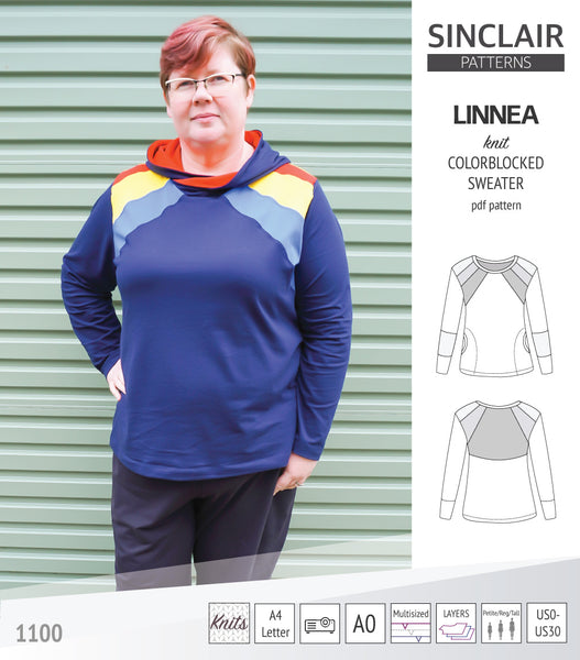 Linnea colorblocked sweater with pockets pdf sewing pattern - Sinclair ...