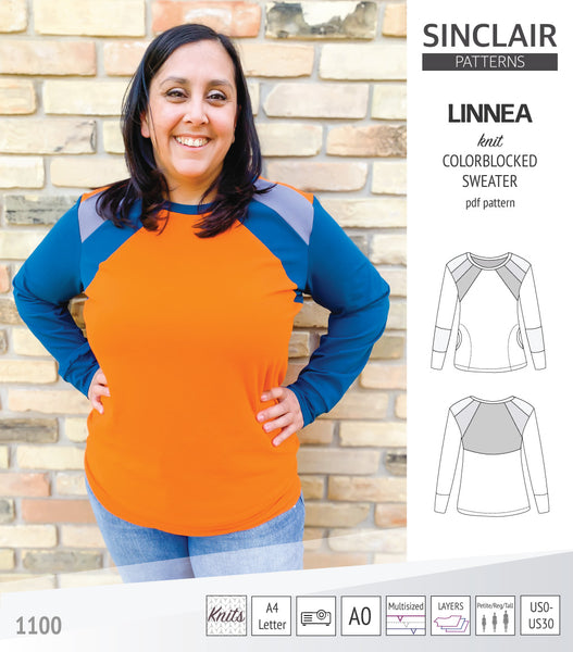 Linnea colorblocked sweater with pockets pdf sewing pattern - Sinclair ...