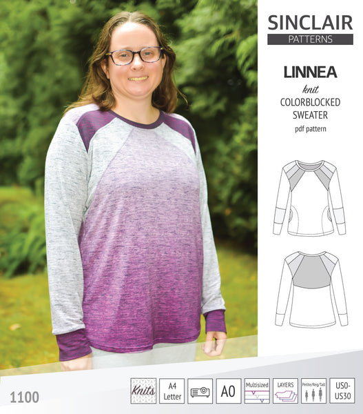Linnea colorblocked sweater with pockets pdf sewing pattern - Sinclair ...