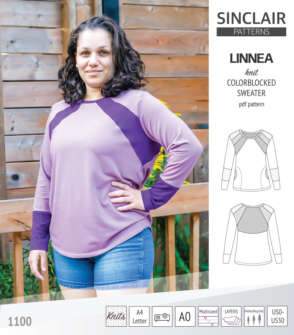 Linnea colorblocked sweater with pockets pdf sewing pattern – Sinclair ...