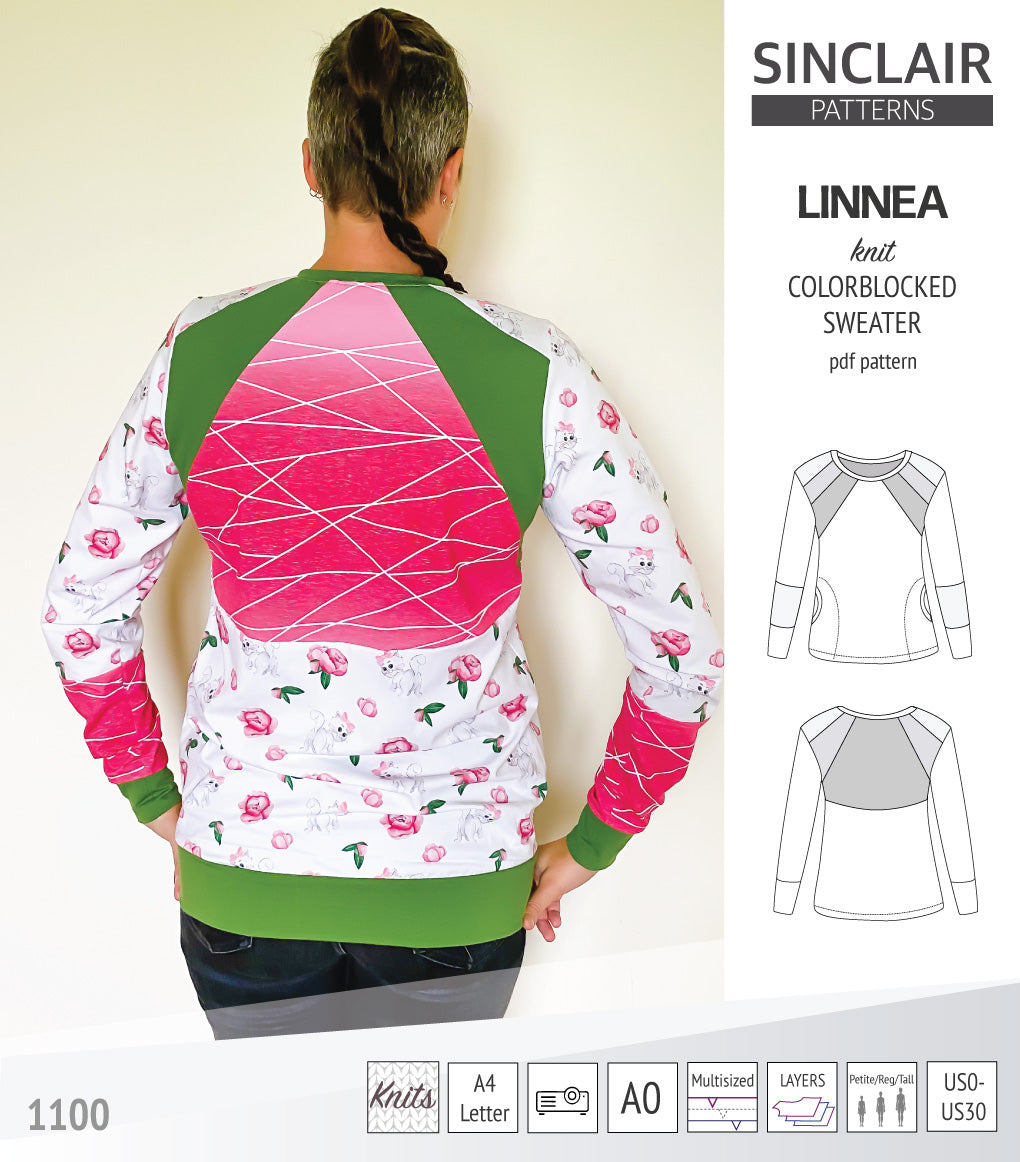 Linnea colorblocked sweater with pockets pdf sewing pattern – Sinclair ...