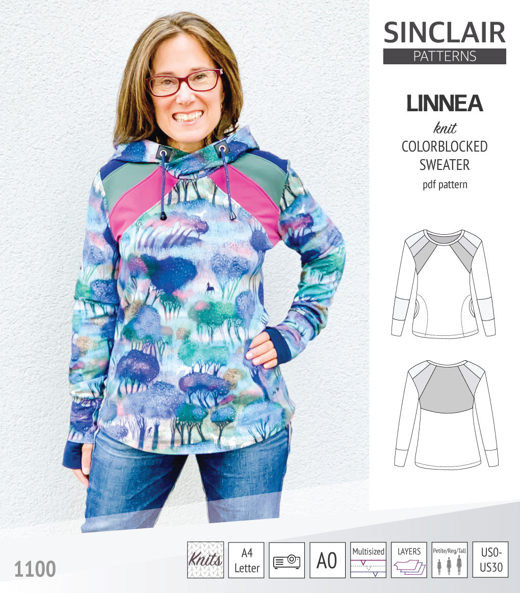 Linnea colorblocked sweater with pockets pdf sewing pattern – Sinclair ...