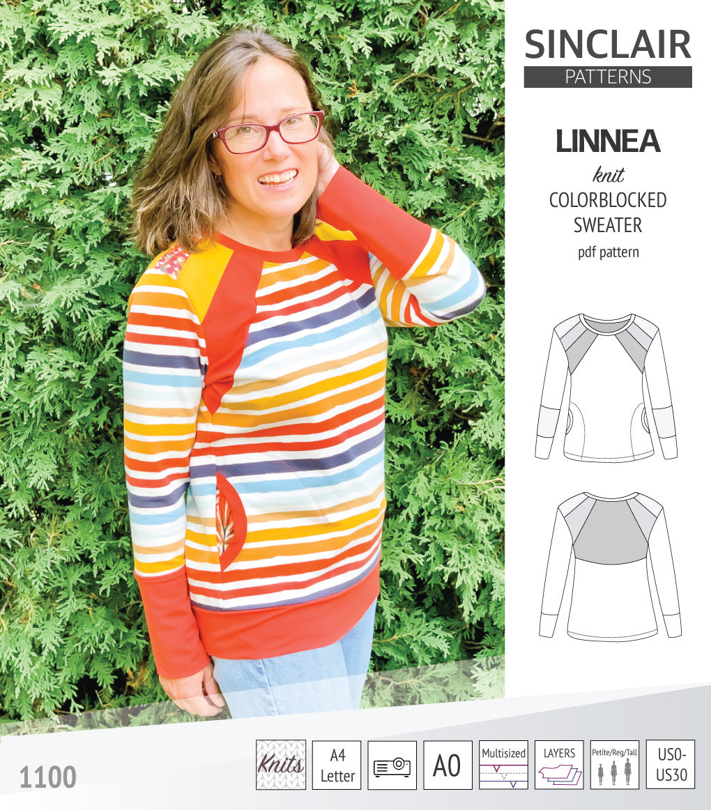 Linnea colorblocked sweater with pockets pdf sewing pattern – Sinclair ...
