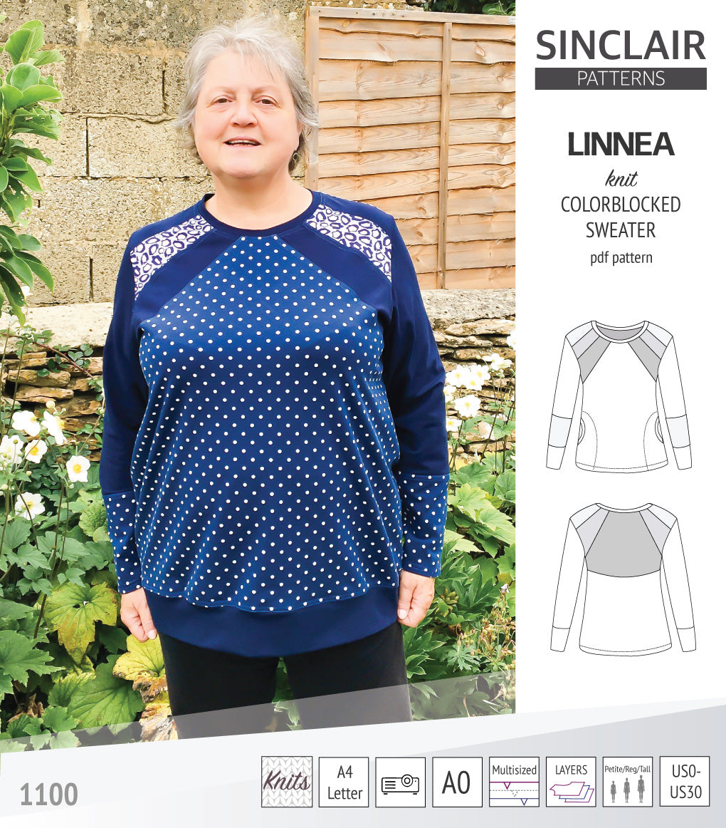Linnea colorblocked sweater with pockets pdf sewing pattern – Sinclair ...