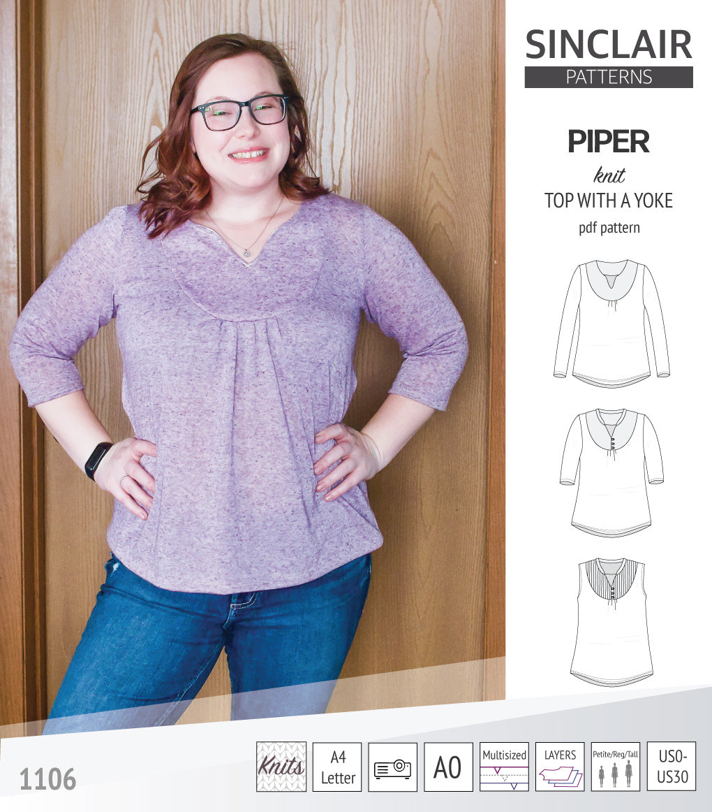 Piper knit top with a woven yoke (pdf) – Sinclair Patterns
