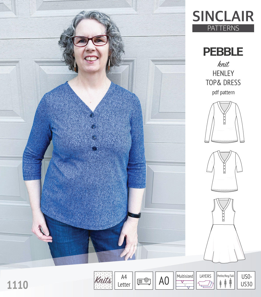 Pebble henley style top and dress (PDF) – Sinclair Patterns