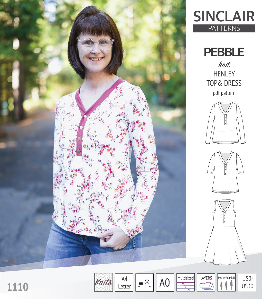 Pebble henley style top and dress (PDF) – Sinclair Patterns