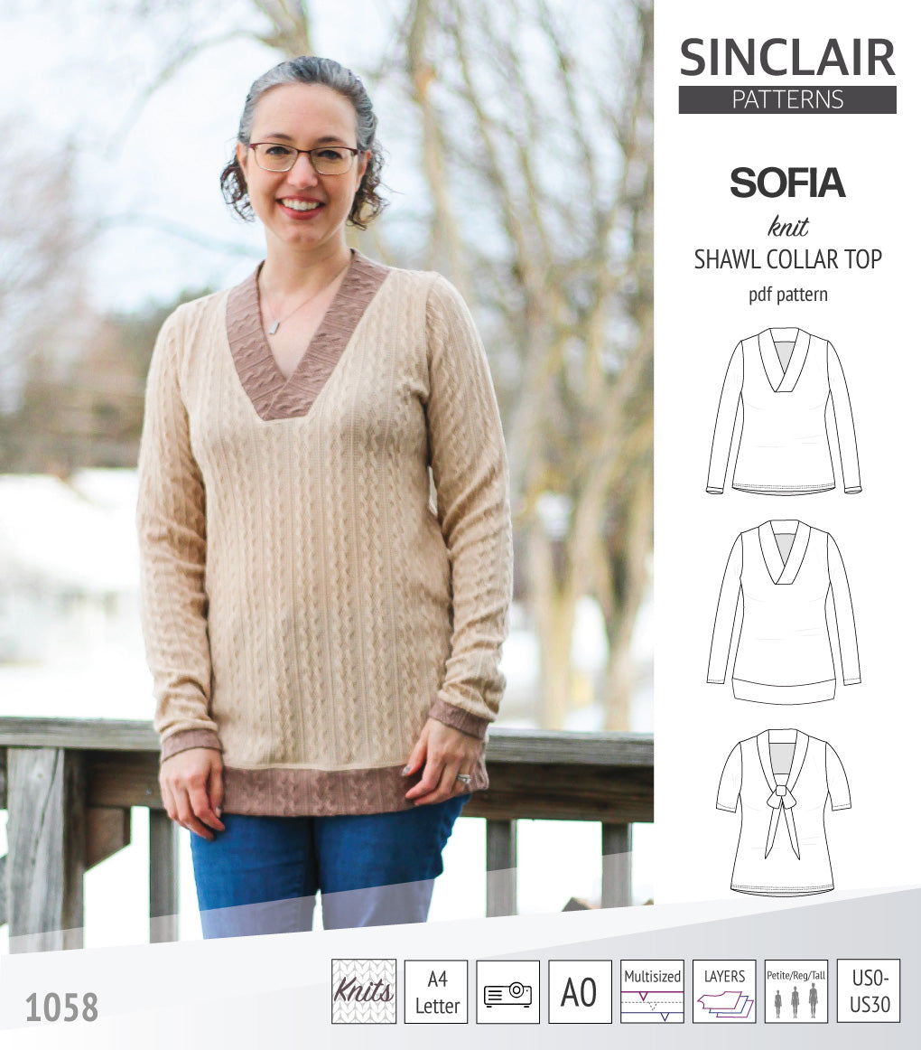 Sofia shawl collar classic sweater (PDF) – Sinclair Patterns