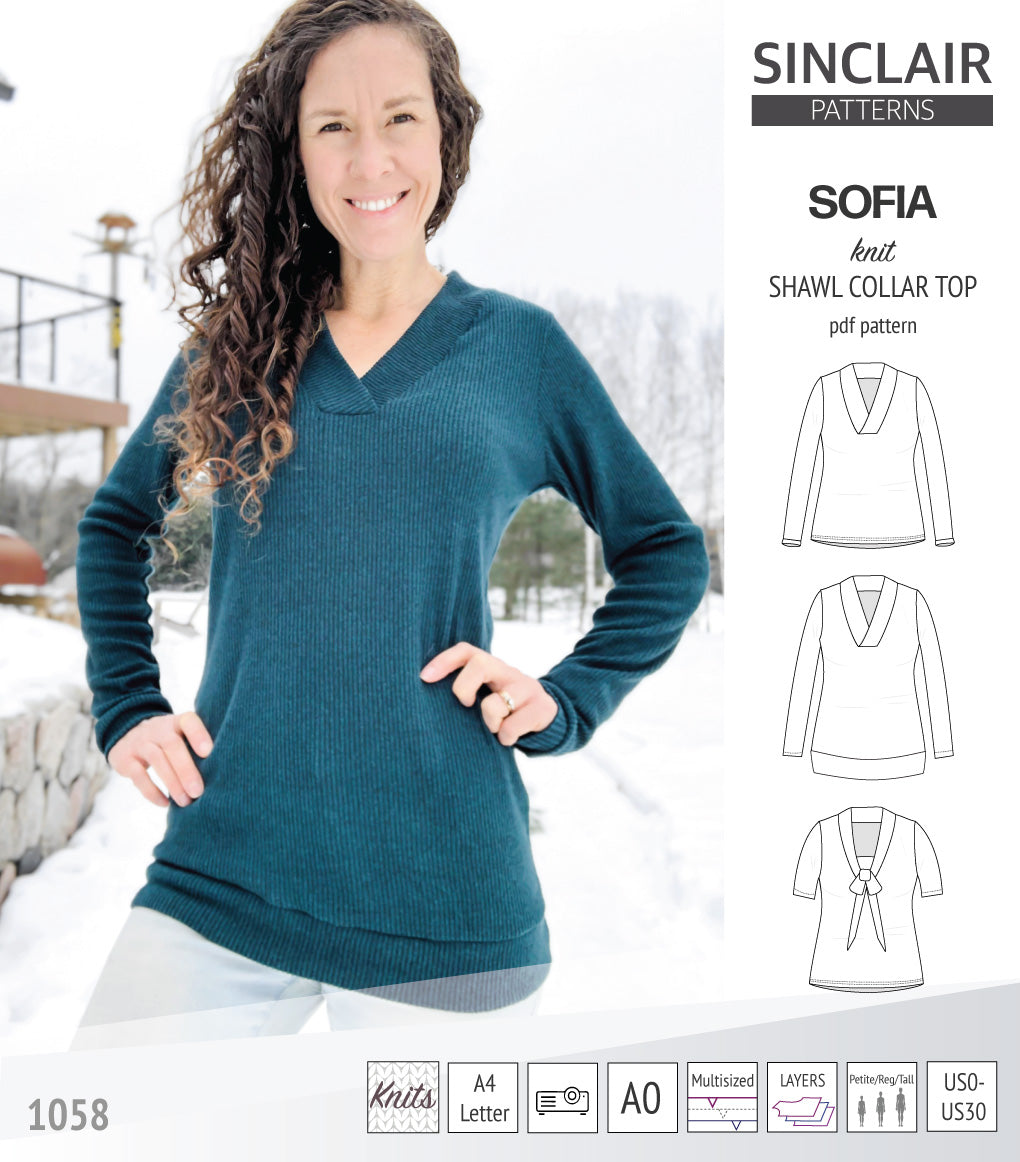 Sofia shawl collar classic sweater (PDF) – Sinclair Patterns