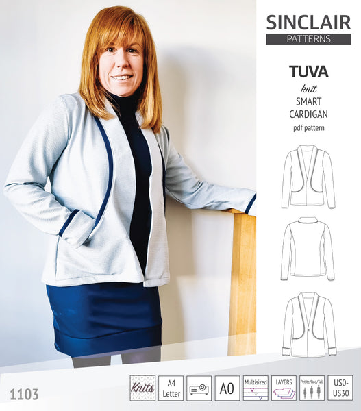 Tuva knit smart cardigan and blazer pdf sewing pattern - Sinclair Patterns