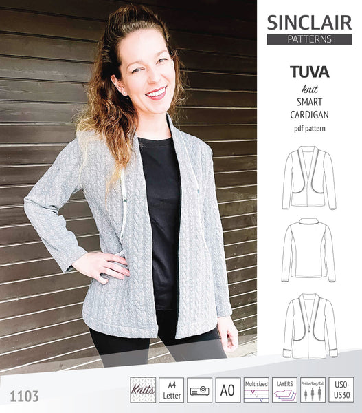 Tuva knit smart cardigan and blazer pdf sewing pattern - Sinclair Patterns